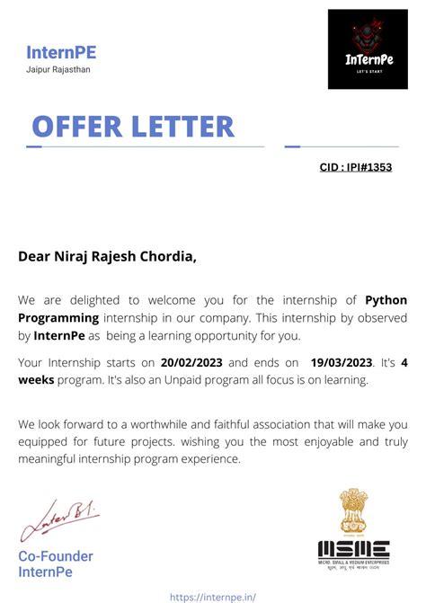 Niraj C On Linkedin Internpe Internship Pythonprogramming