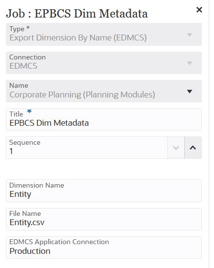 Using An Export Dimension By Name Edmcs Job Type