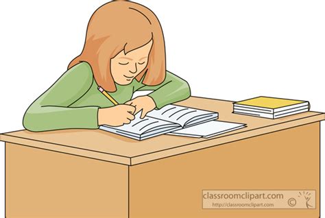 School Student Working At Desk 1127 Classroom Clipart