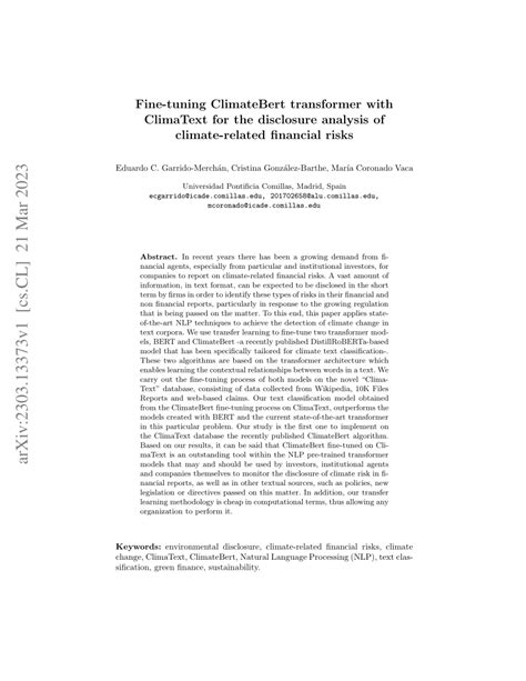 Pdf Fine Tuning Climatebert Transformer With Climatext For The