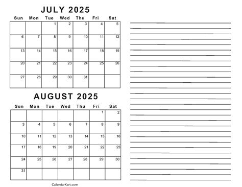 Blank Calendar August Free Download Printable August 2025 Calendar