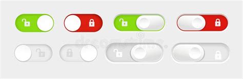 Blocked And Unlocked Toggle Switch Buttons Material Design Switch Buttons Set Stock Vector