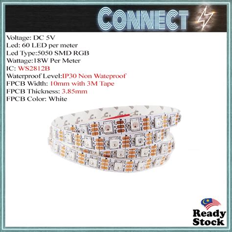 ARGB WS2812B Led Light Strip 5v 60 Leds Per Meter Rgb Led Strip WS2812B Waterproof Individually