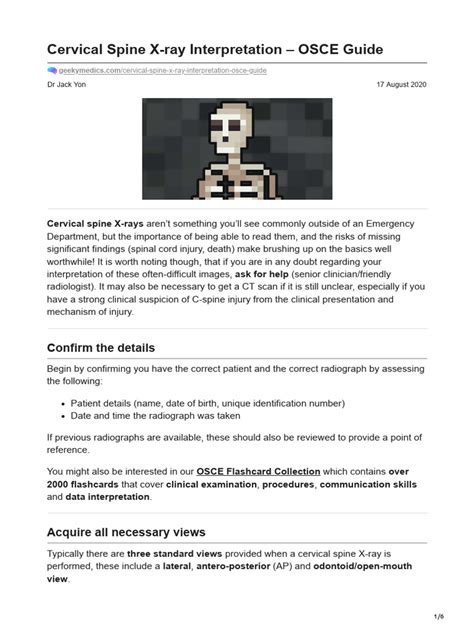 Cervical Spine X Ray Interpretation Osce Guide Pdf Vertebra Vertebral Column