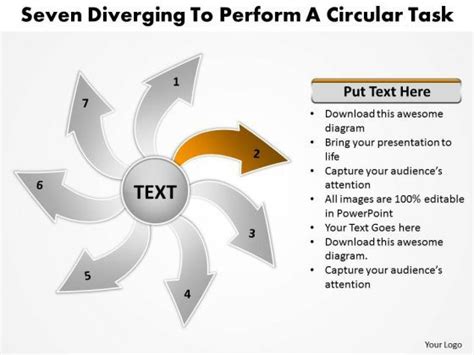 Seven Diverging Steps To Perform A Circular Task Arrow Cycle Diagram Powerp