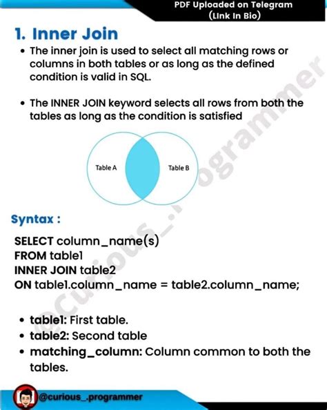SQL Joins Short Notes PDF Connect Programming