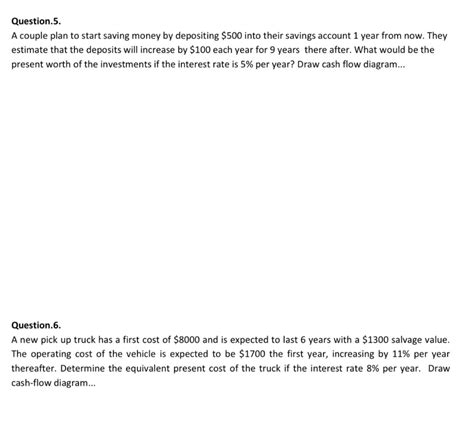Solved Question 5 A Couple Plan To Start Saving Money By Chegg Com