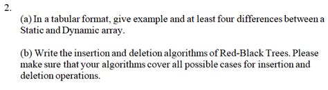 Solved A In A Tabular Format Give Example And At Least Chegg Com