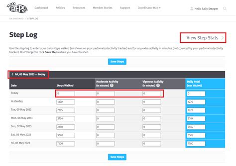 Logging Steps And Activity On The Website 10000 Steps