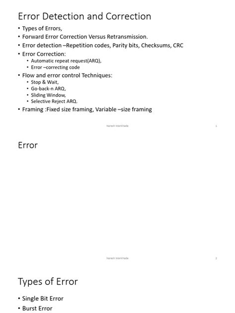 Error Detection And Correction Techniques Pdf Error Detection And
