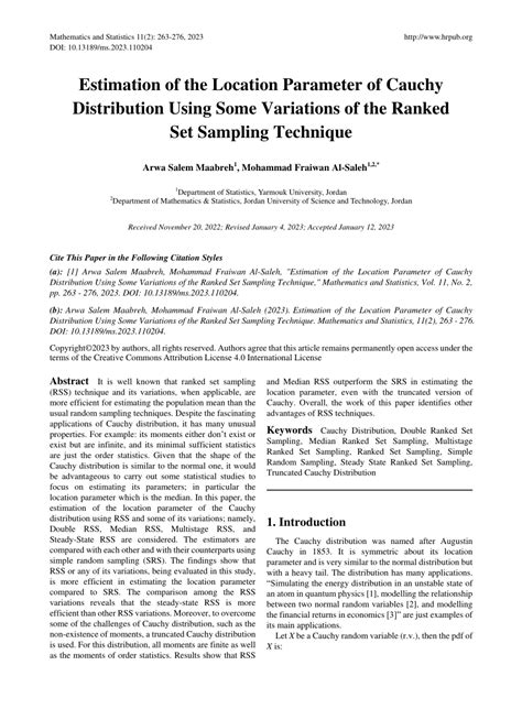 Pdf Estimation Of The Location Parameter Of Cauchy Distribution Using