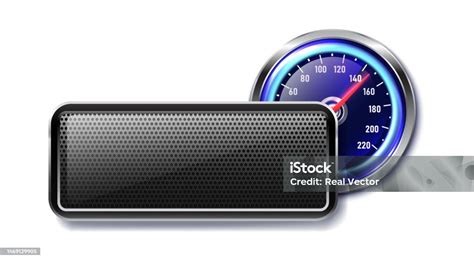 Realistic Vector Car Race Speedometer With Text Plate Isolated On White Background Stock
