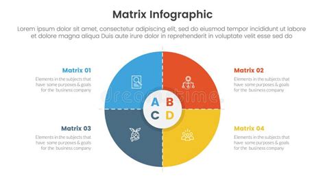 Matrix Structure Model Template For Infographic Template Banner With Big Circle And Dotted Line