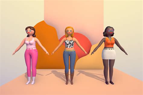 fashion female character set pack 3d キャラクター unity asset store