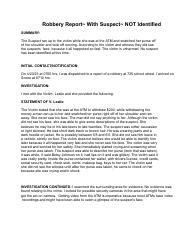 Purse Robbery Suspect Description And Investigation Details Course Hero