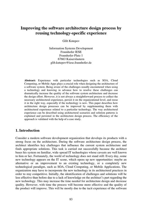 solution improving the software architecture design process by reusing