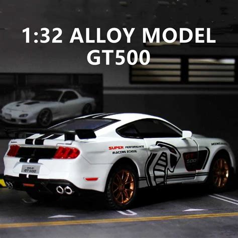 132 포드 머스탱 Shelby Gt500 합금 스포츠카 모델 다이 캐스트 금속 자동차 모델 시뮬레이션 소리와 빛 컬렉션 아이