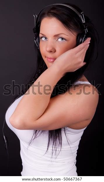 Picture Sexy Lady Headphones Stock Photo Edit Now