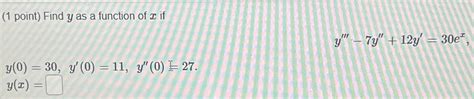 Solved 1 ﻿point ﻿find Y ﻿as A Function Of X