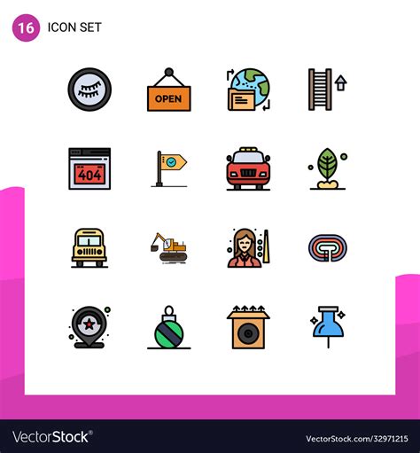 16 User Interface Flat Color Filled Line Pack Vector Image