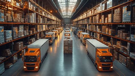 Large Distribution Warehouse Complex Layout Of Aisles Shelves And Loading Docks Scale And