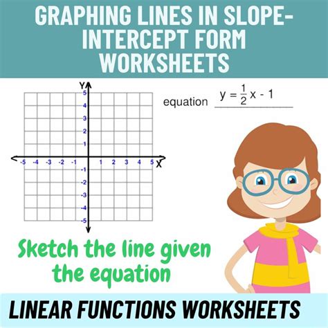Linear Functions Graphing Lines In Slope Intercept Form Worksheets