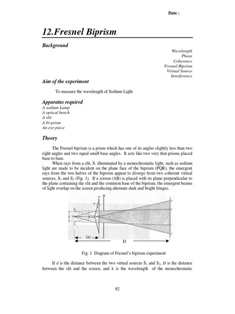12 Fresnel Biprism Lens Optics Light