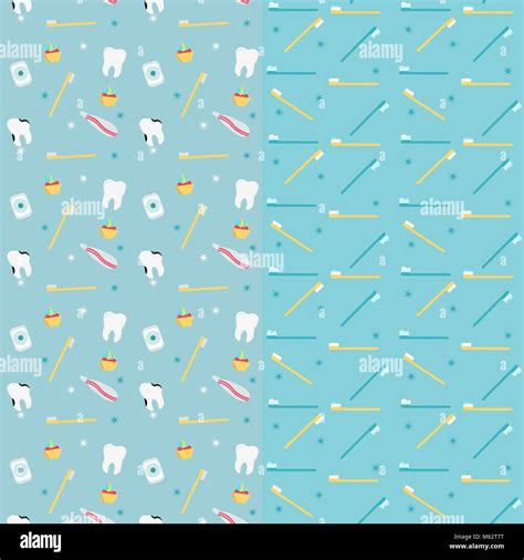 Pattern Of Dental Care With Tooth Toothpaste Toothbrush Dental Floss