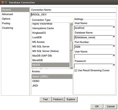 How To Implement Database Connection Parameters Validation In Pentaho