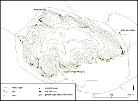 Topographic Map Of Uluru Showing Boltss Features At Bettie Taylor Blog