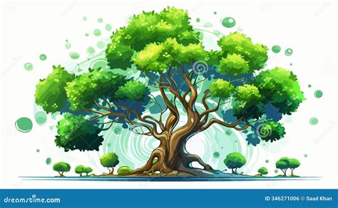 Science Tree Vector Drawing Cartoon Stock Vector Illustration Of