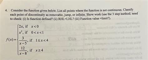 Solved 4 Consider The Function Given Below List All Points
