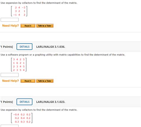 solved use expansion by cofactors to find the determinant of