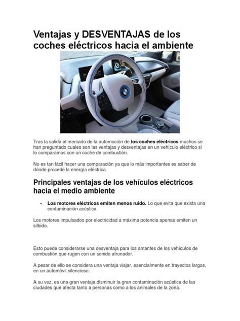 Ventajas Y Desventajas De Coches Eléctricos Pdf Coche Coche Eléctrico