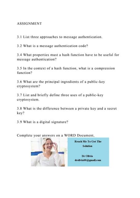 Assignment31 List Three Approaches To Message Authenticationdocx
