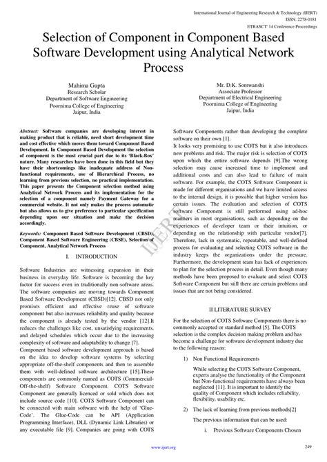 pdf selection of component in component based software development