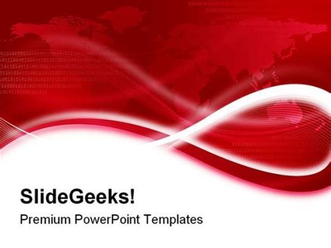 World Map Red Background PowerPoint Template 0910