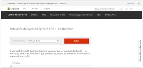 como resolver o erro directx com o directx end user runtime web