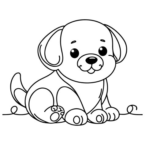 드 라인 아트 귀여운 강아지 개 러드 연속 단일 끔한 드로잉 라인 개 만화 스타일 어린이용 색칠 책 페이지 색 배경에 터 일러스트 프리미엄 Ai 생성 벡터