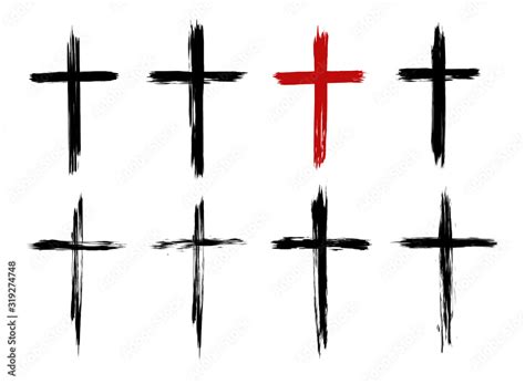 Poster Christian Cross Of Jesus Christ Hand Drawn Cross Symbol Of