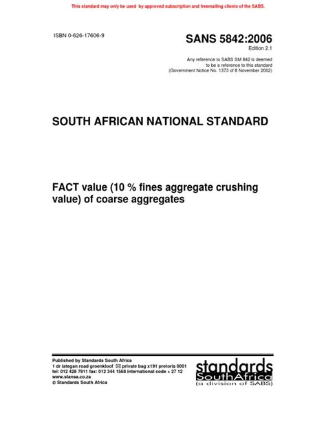 Sans5842 Fact Value 10 Fines Aggregate Crushing Pdf Applied And Interdisciplinary