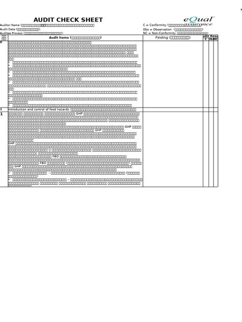 Eqa Internal Audit Checklist Ghps Haccp V5 Thai Final Pdf Eqa Internal Audit Checklist Ghps Haccp V5 Thai Final Pdf