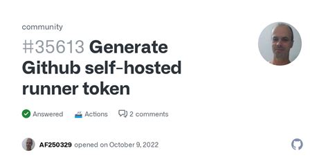 Generate Github Self Hosted Runner Token · Community · Discussion