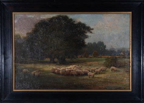 George Frederick Harris 1856 1924 1919 Oil A Grazing Flock