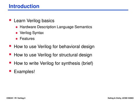 Ppt Cse241 Vlsi Digital Circuits Winter 2003 Recitation 1 Verilog