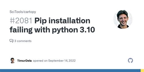 pip installation failing with python 3 10 · issue 2081 · scitools