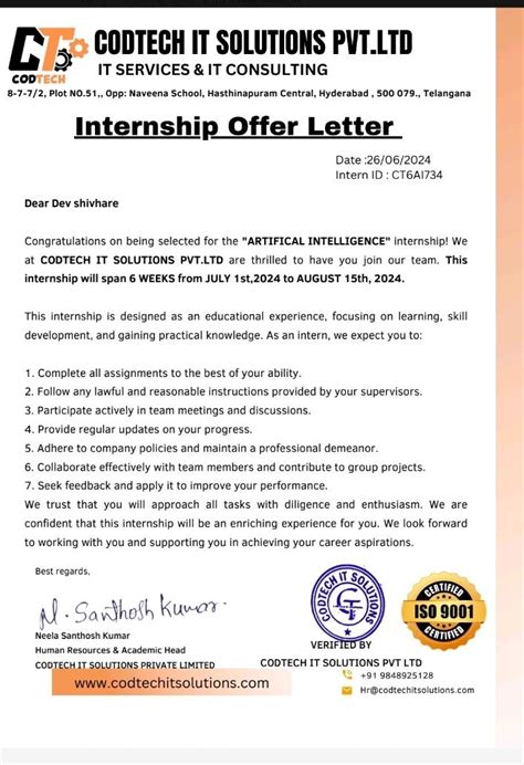 Dev Shivhare On Linkedin Internship Codetechitsolution Internship