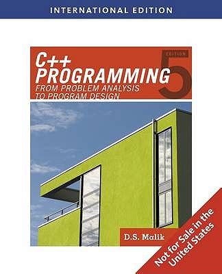 C Programming From Problem Analysis To Program Design By D S Malik Compare Prices On New