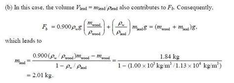 density floating problem wood and lead physics forums
