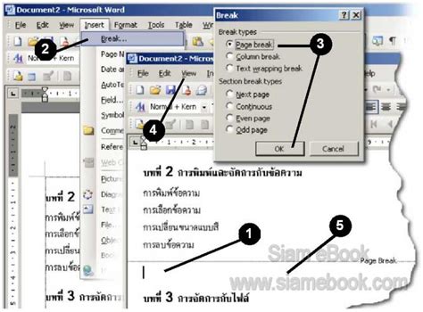 การแบ่งหน้ากระดาษใน Word 2003